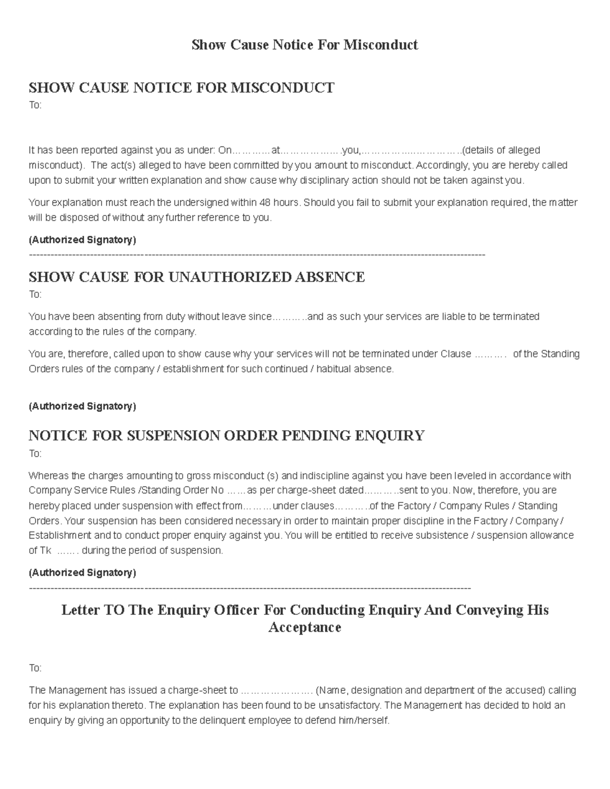 Show Cause Notice and Disciplinary Procedures Overview - Studocu