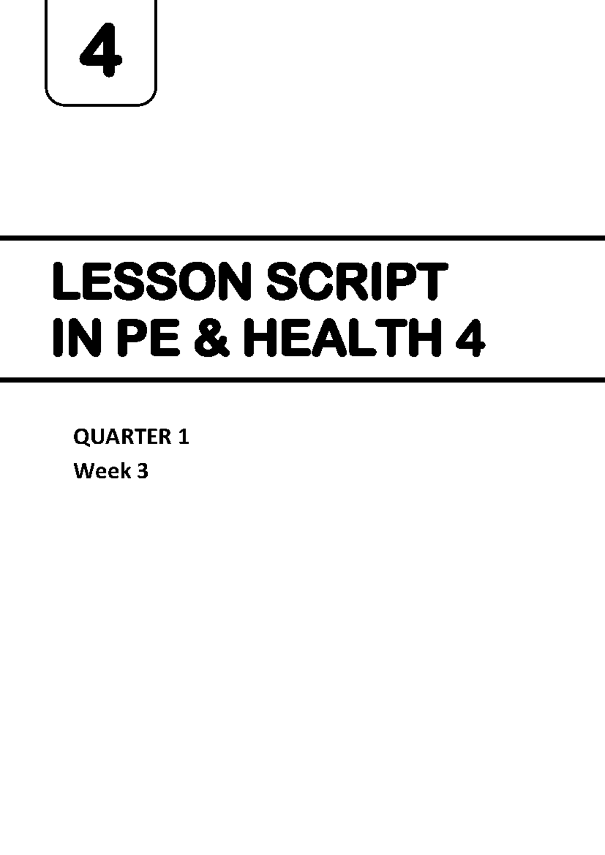 PE&Health Q1 W3 Lesson Script: Promoting Peace Through Health - Studocu