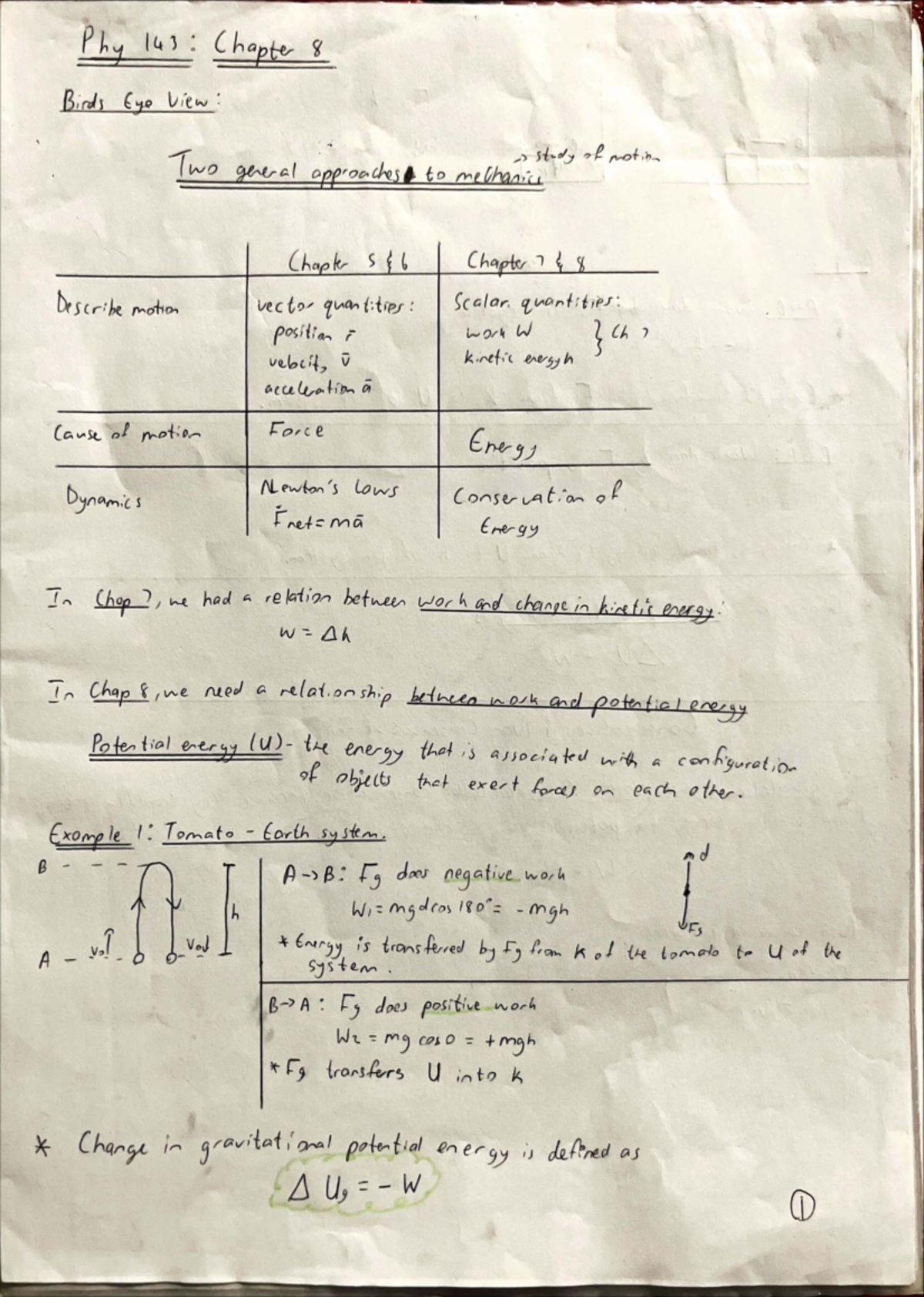 PHY143 - Chapter 8: Mechanics and Energy Relationships Summary - Studocu