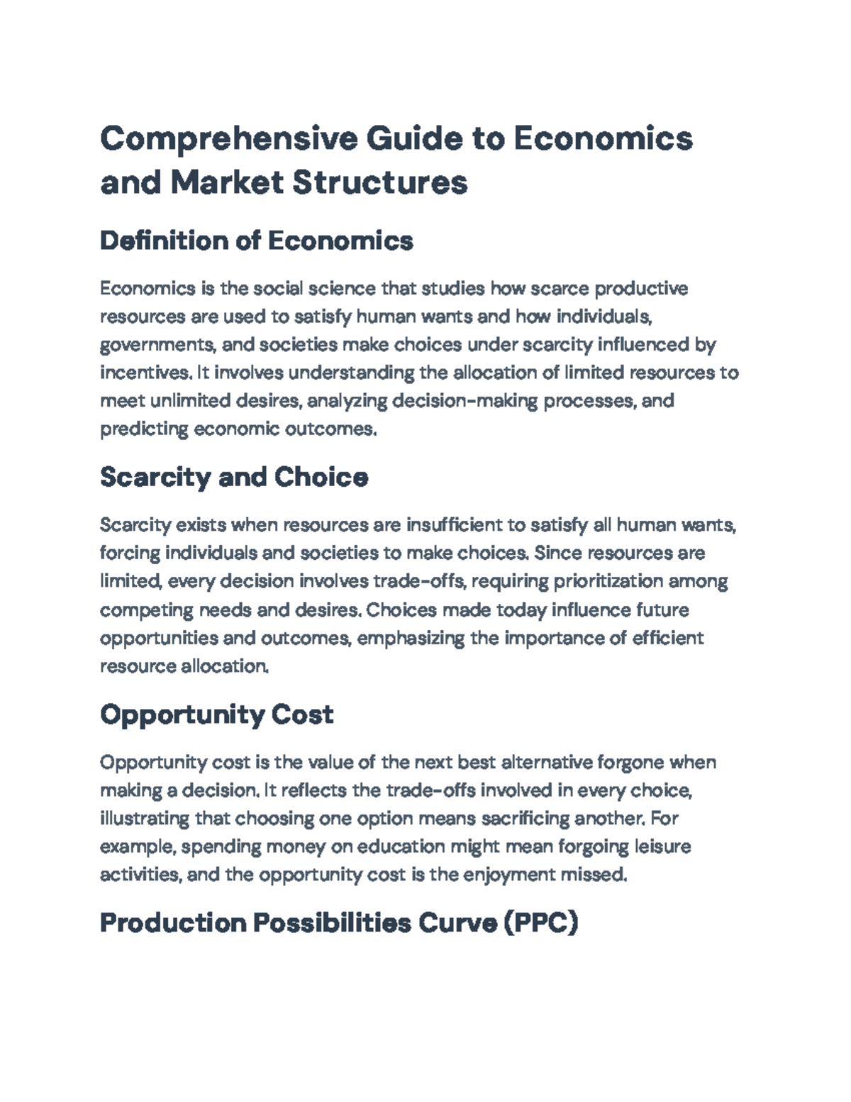 Comprehensive Guide to Economics & Market Structures (ECO 101) - Studocu