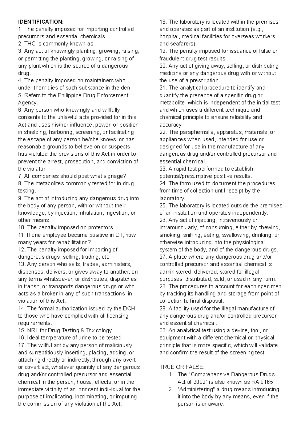 DT Practice Exercise: Understanding Drug Testing Regulations and ...