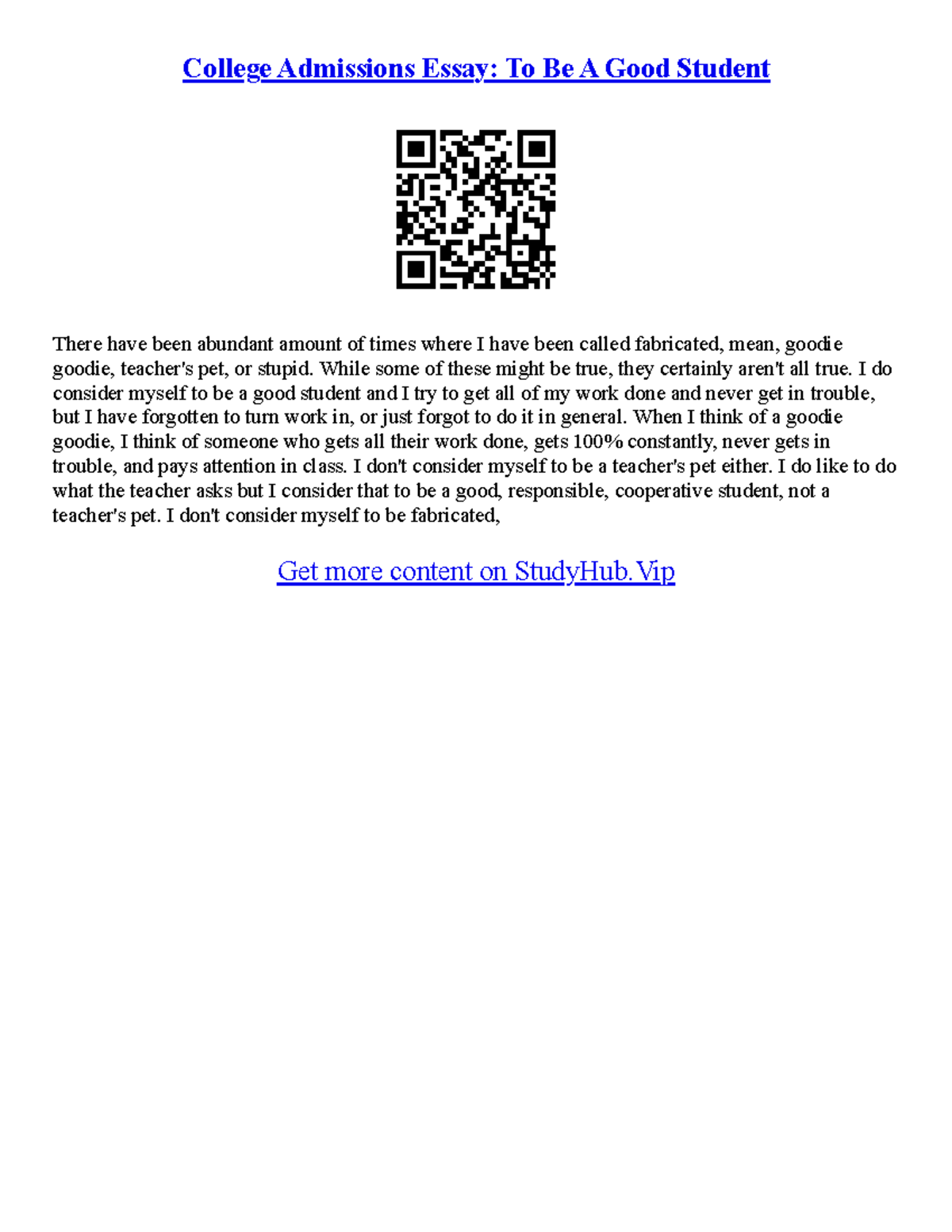 Essay On Good Student - College Admissions Essay: To Be A Good Student ...