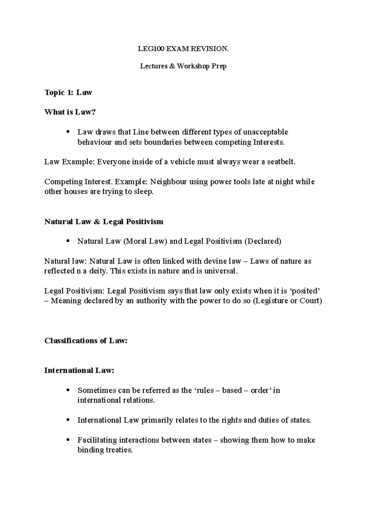 LEG100 FINAL EXAM REVISION: Key Concepts in Law and Justice - Studocu