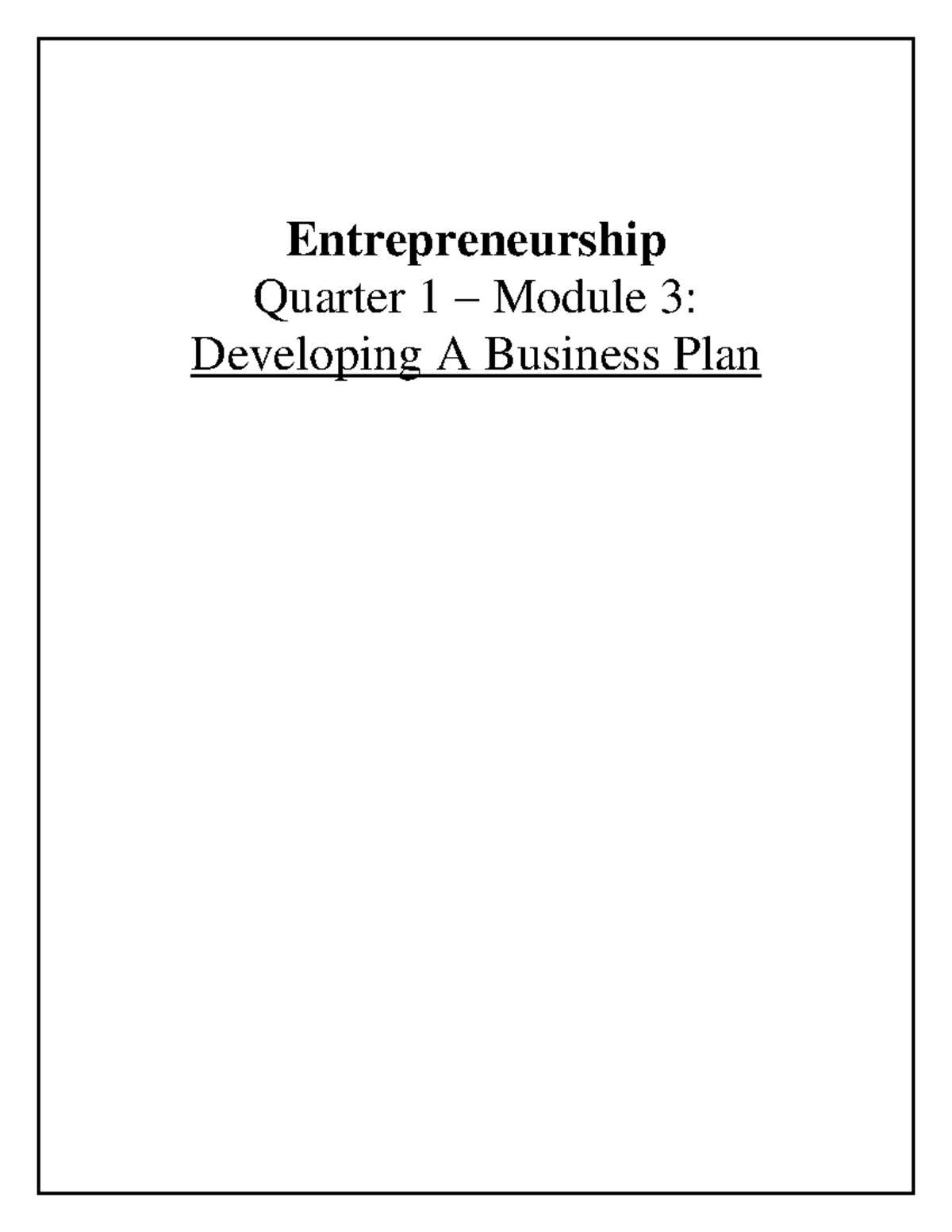 Entrepreneurship Q1 M3: Business Plan for Hoodwink Food Corp. - Studocu