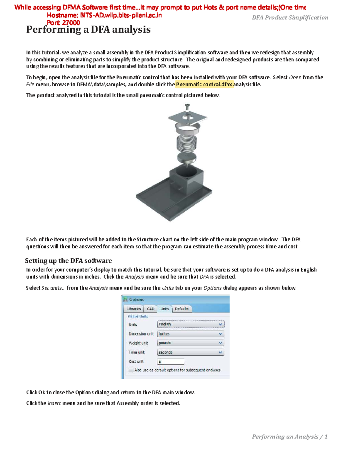 Tut 1 DFA - Pneumatic Control Analysis and Redesign Guide - Studocu