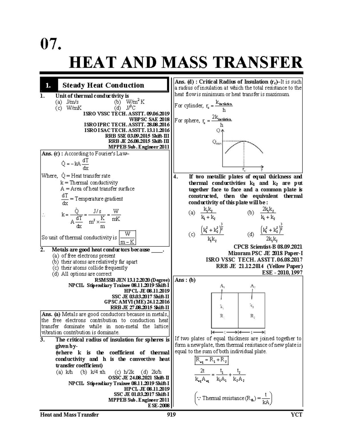Heat and Mass Transfer Concepts - All India JE Mechanical Engineering ...