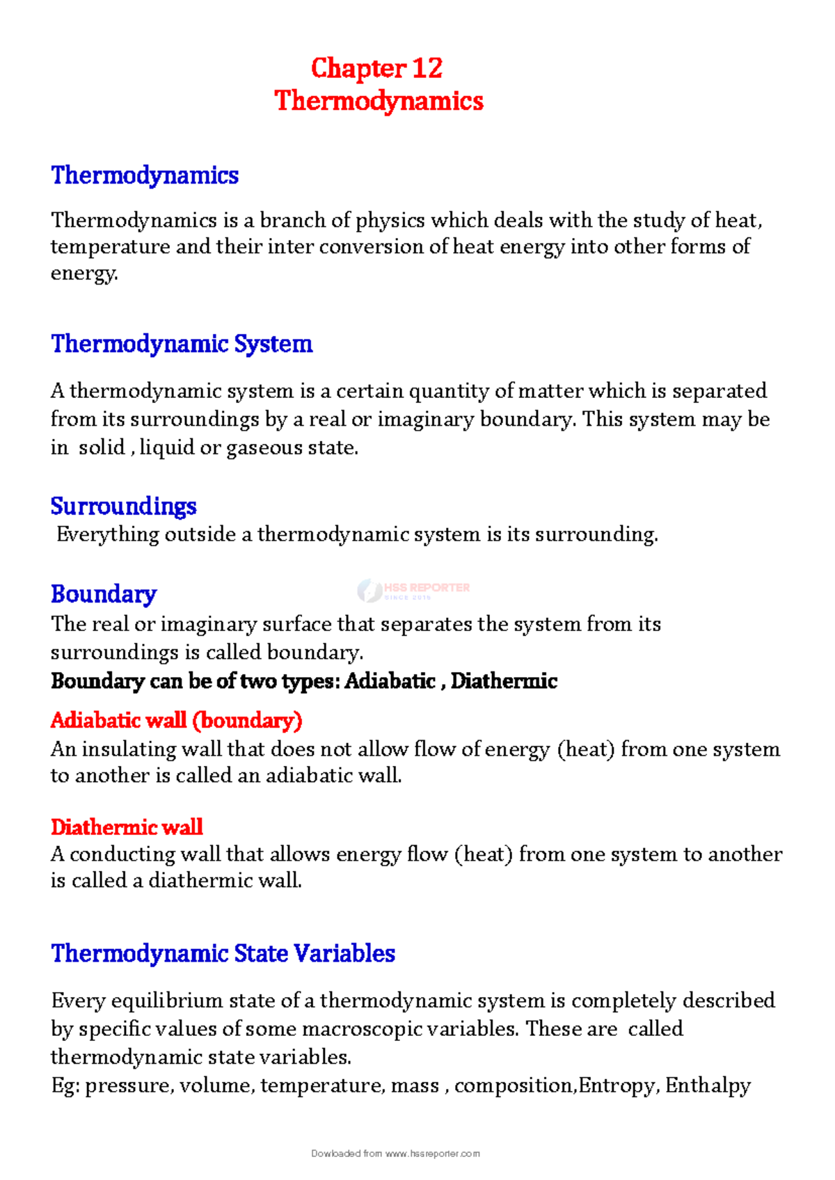 HSSRptr-Plus One Chapter-12 - Chapter 12 Thermodynamics Thermodynamics ...