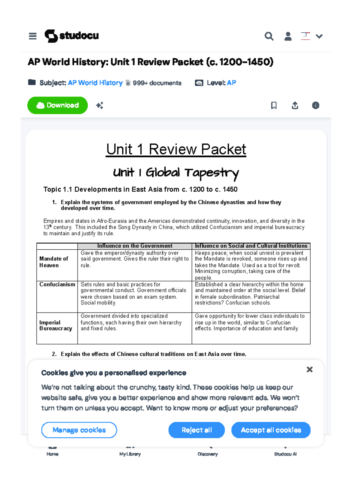 AP World History: Unit 1 Review on East Asia Developments (c. 1200-1450 ...