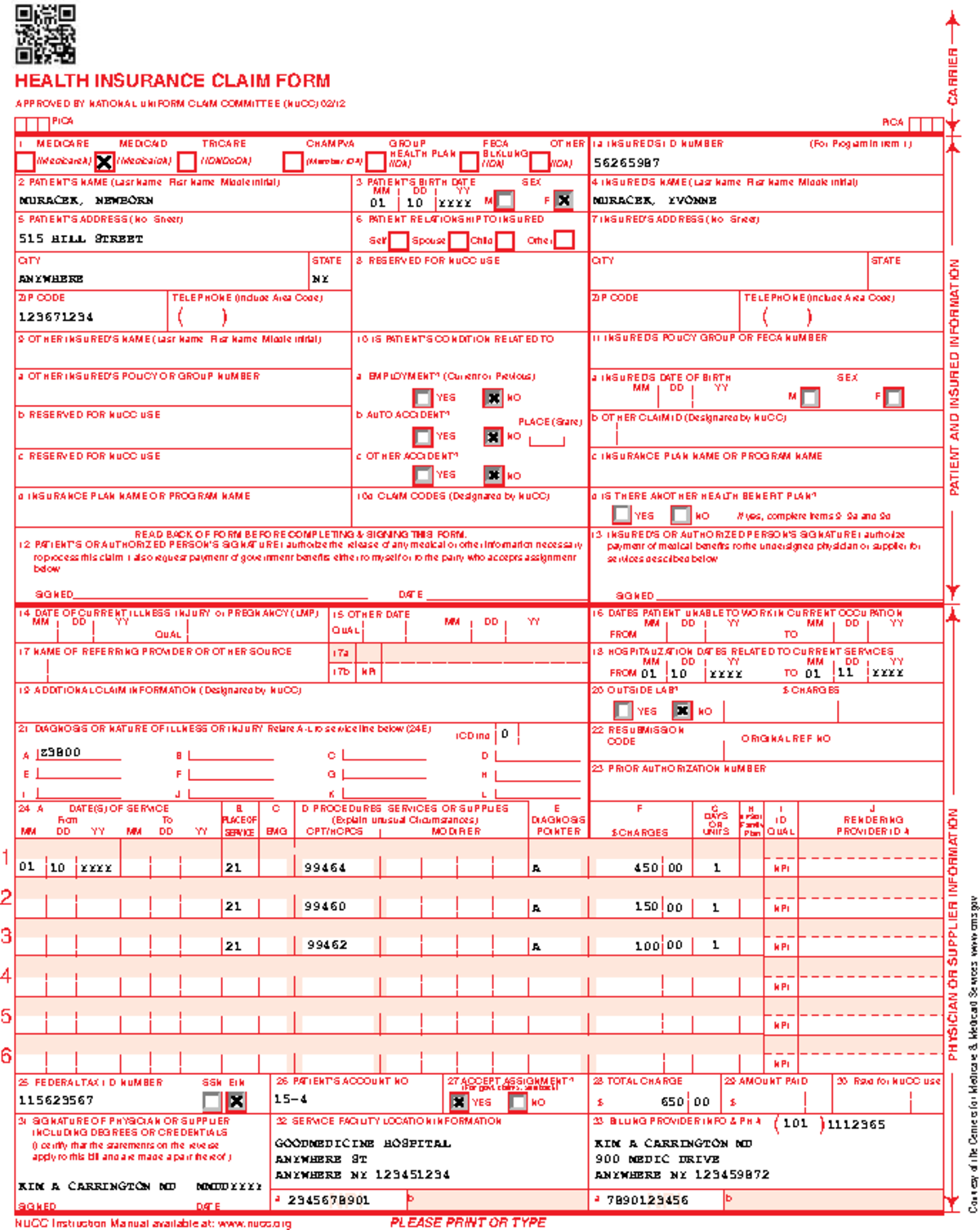 Sanchez 15-4 - Exercise 15.2: Completing Medicaid Claim Form CMS-1500 ...