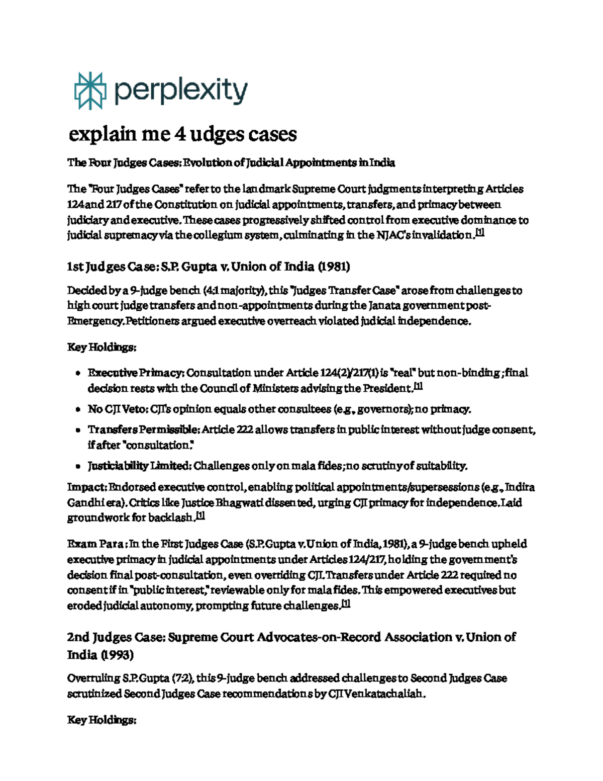 The Four Judges Cases: Evolution of Judicial Appointments in India ...