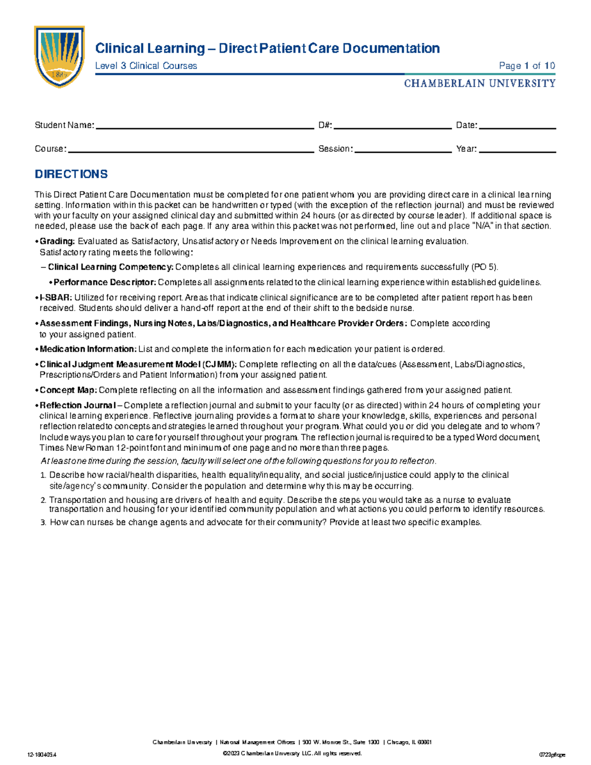 Level 3 Clinical Learning Direct Patient Care Documentation ...