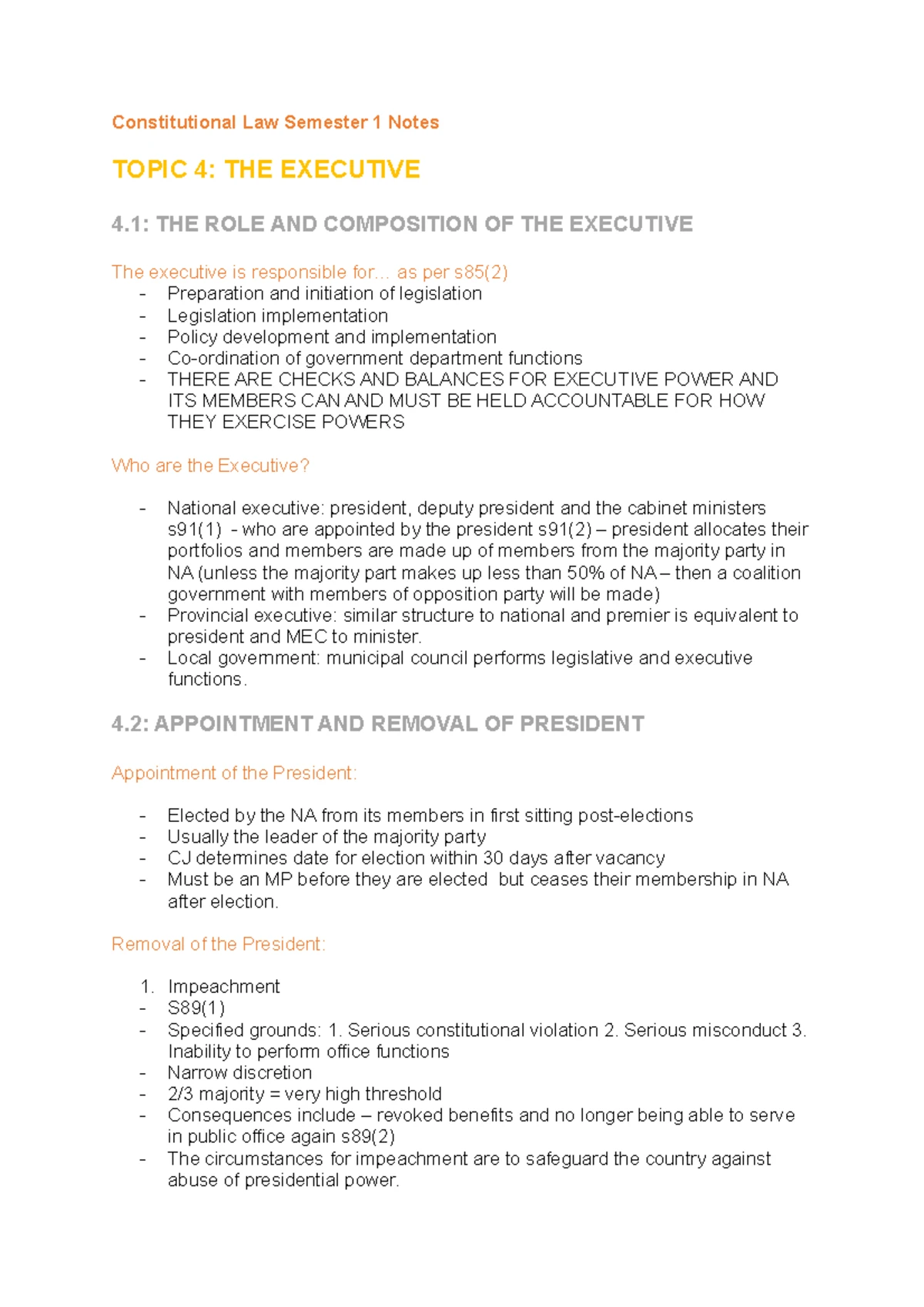 The executive - Lecture notes. - The executive Topic 4 There are checks ...
