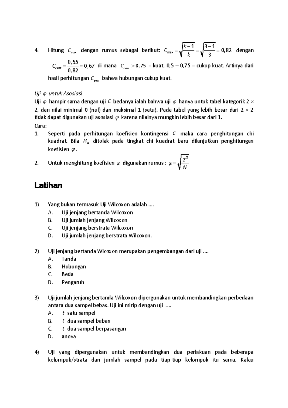 Contoh Soal Aplikasi Statistik Non Parametrik - Uji Wilcoxon dan Mc ...