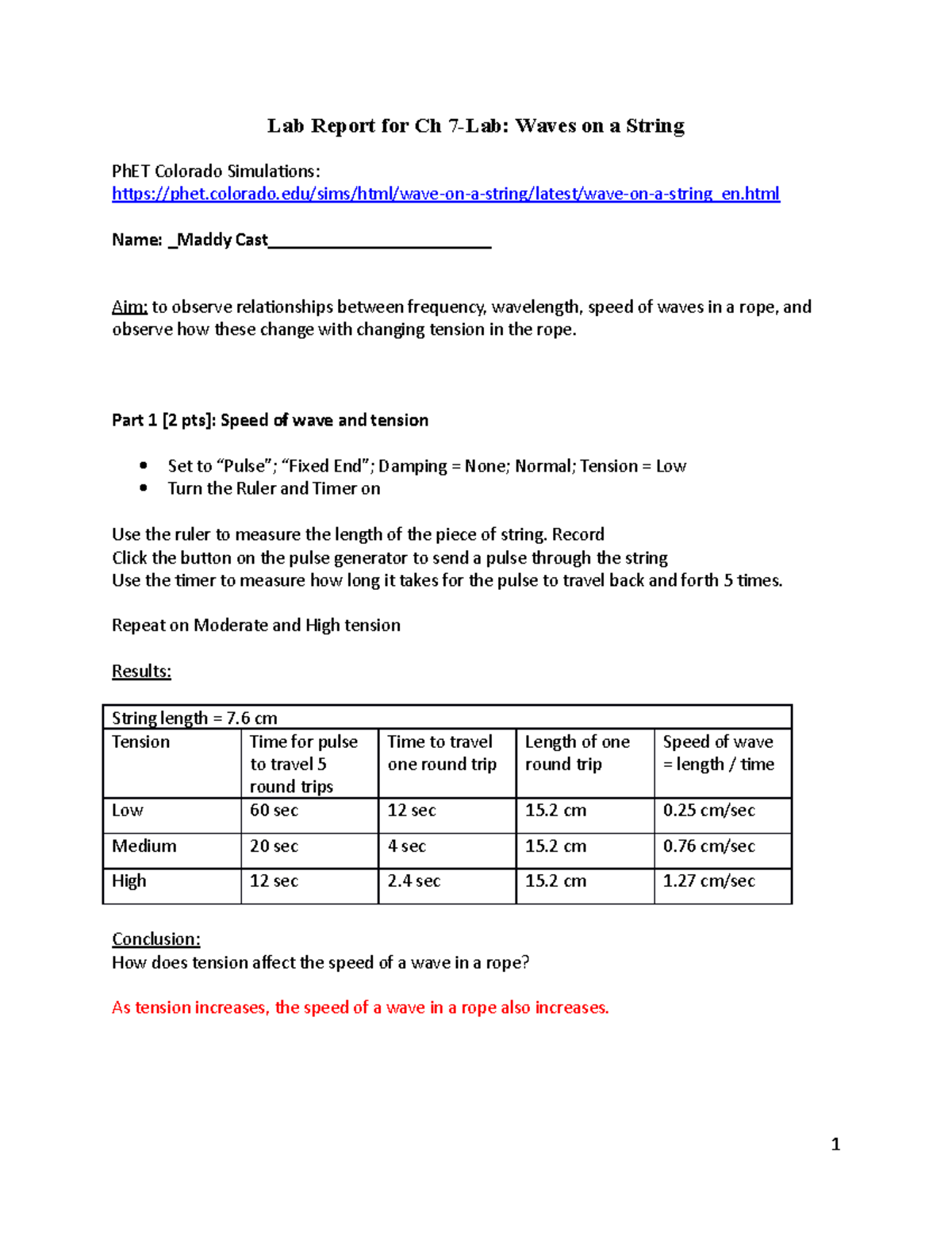 Ch 7 Lab Report: Exploring Waves on a String and Harmonics - Studocu
