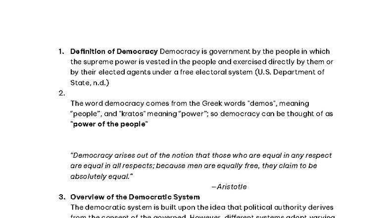 Democracy Overview: Types & Principles (POL 101) - Studocu