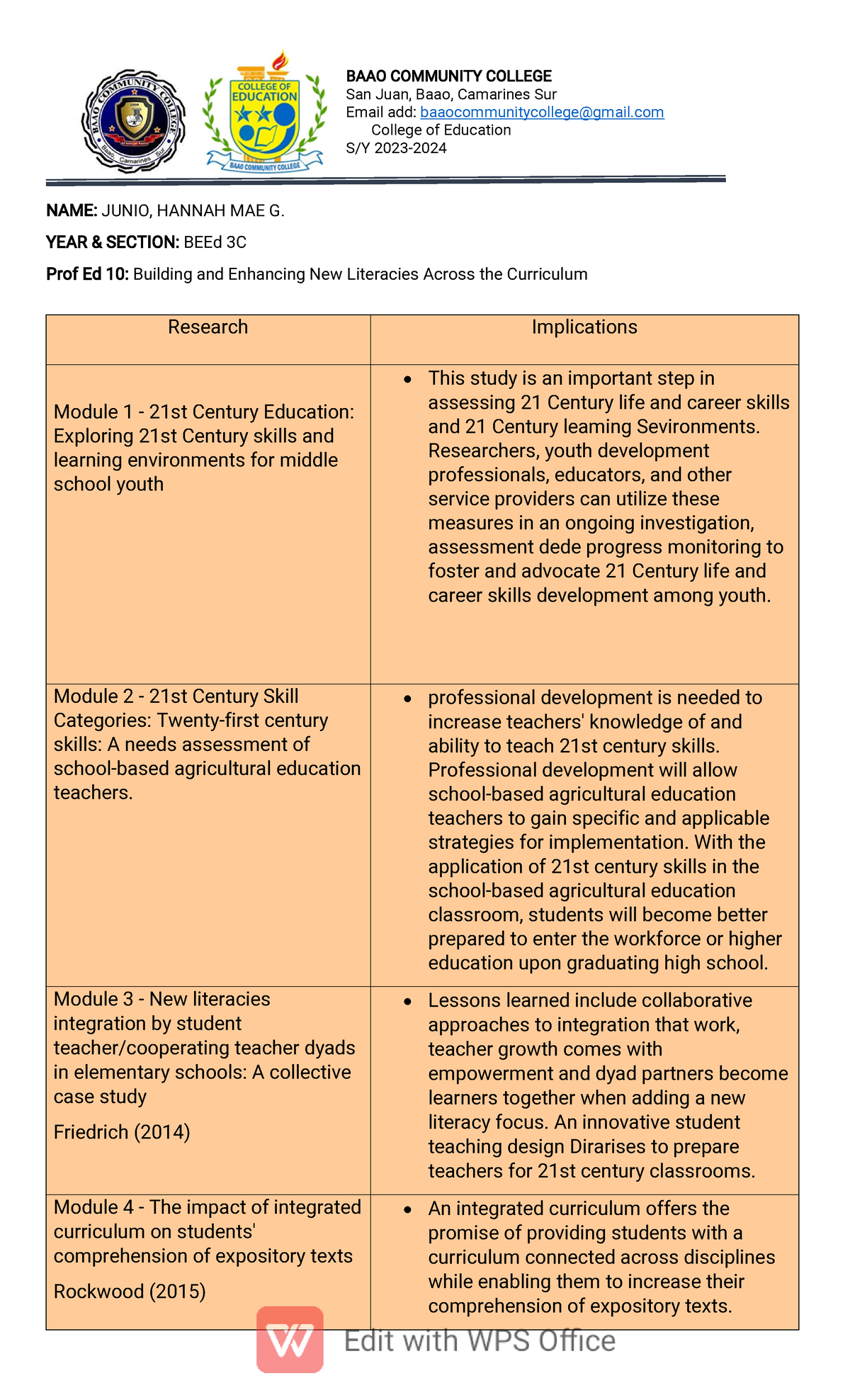 Implications of 21st Century Education - BEEd 3C - Prof Ed 10 - Studocu