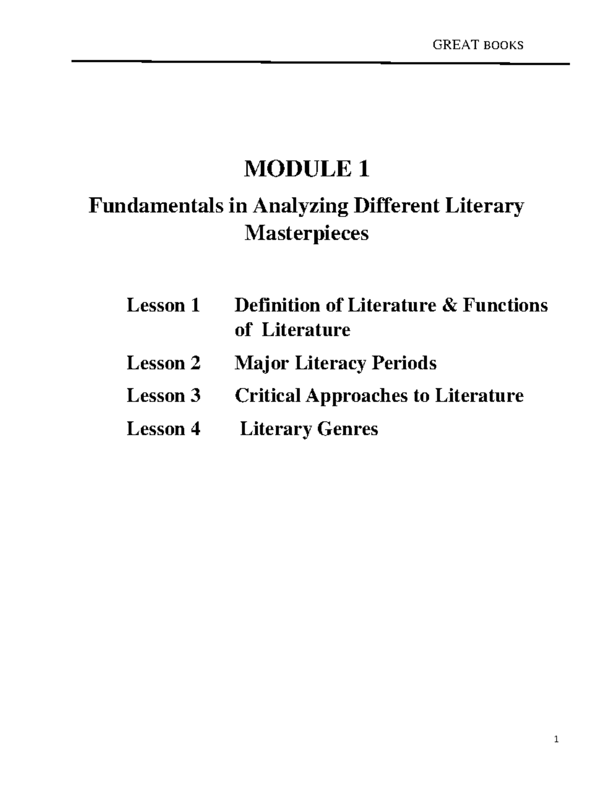 Module 1 Fundamentals in Analyzing Different Literary - MODULE 1 ...