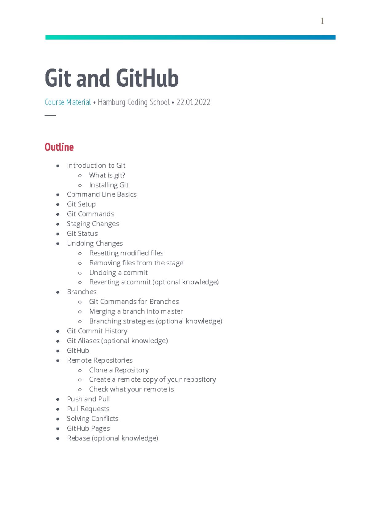 Git and GitHub Course Material - Hamburg Coding School 2022 - Studocu