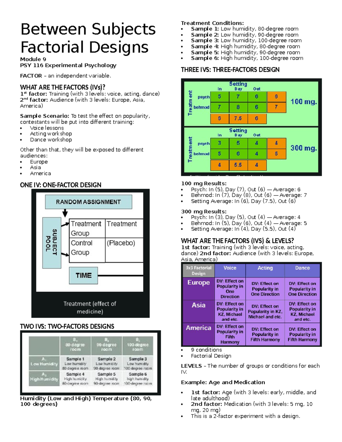Between Subjects Factorial Designs: PSY 116 Experimental Psychology ...