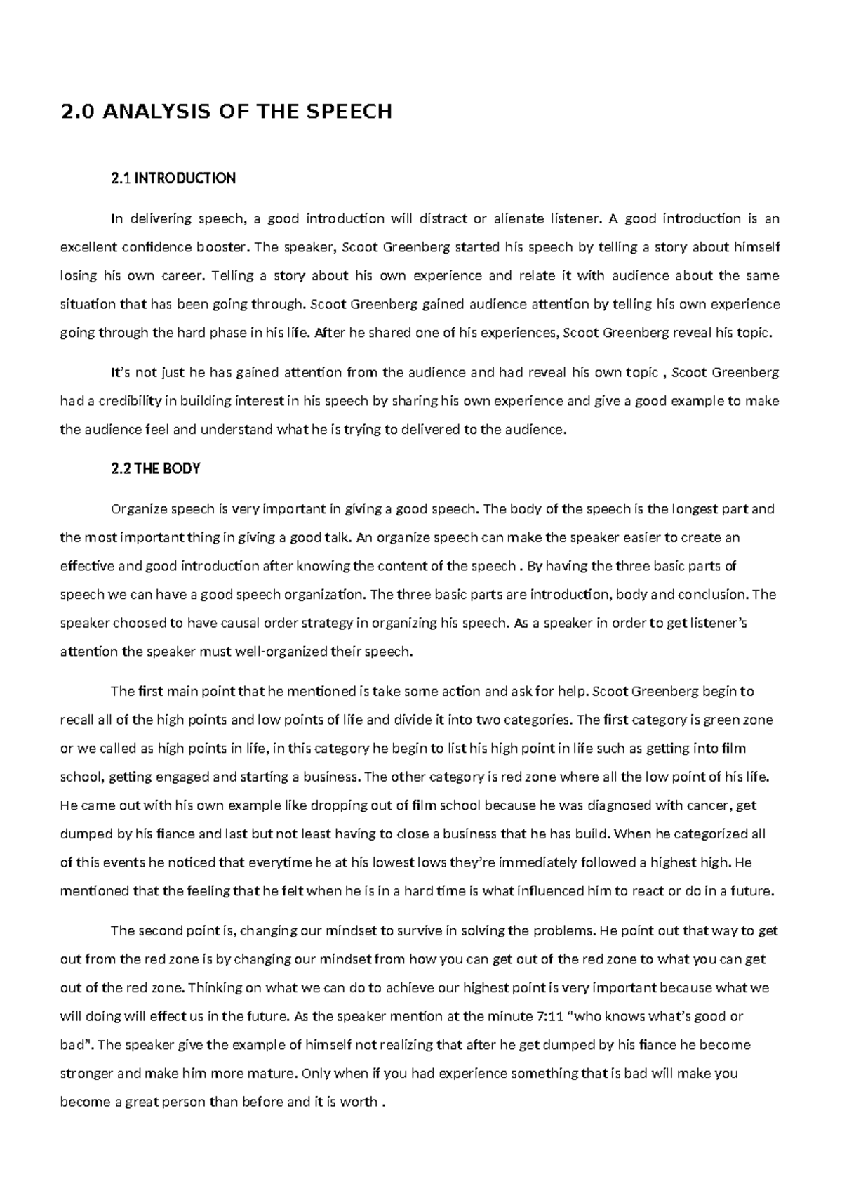 COM165 - CASE Study - 2 ANALYSIS OF THE SPEECH 2 INTRODUCTION In ...