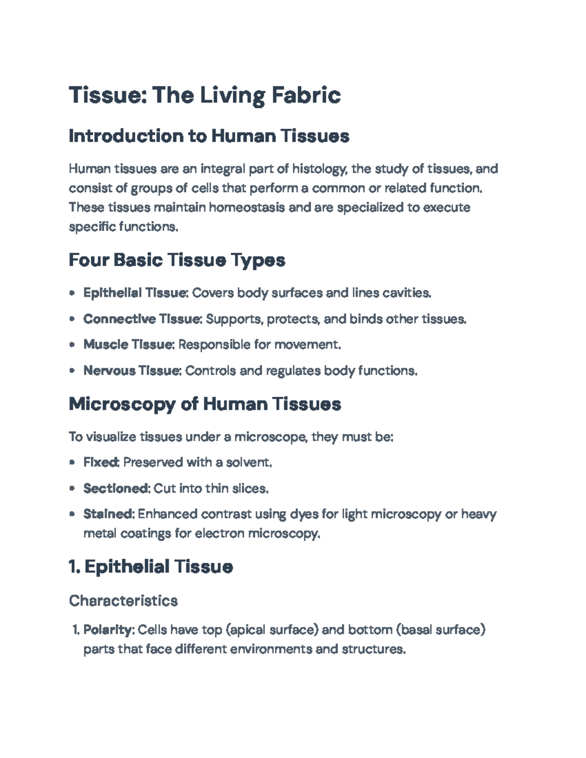 Human Tissues Overview: Types, Functions, and Microscopy Techniques ...
