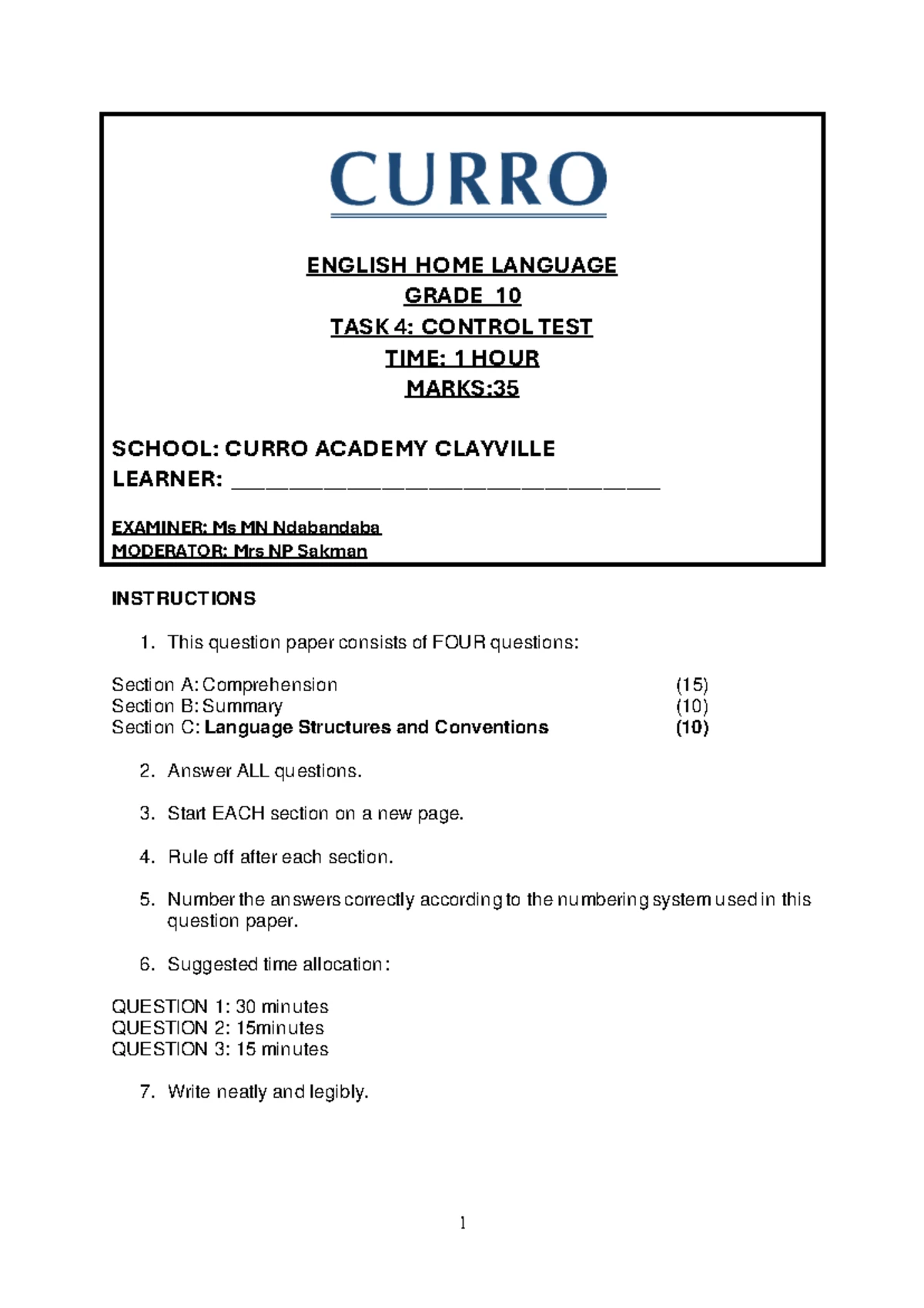 IEB English HL SAGs Assessment Guidelines and Requirements (2024) - Studocu