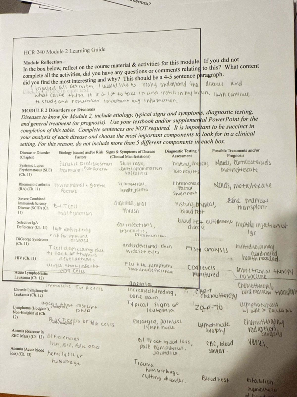 HCR 240 Module 2: Understanding Diseases and Disorders Guide - Studocu