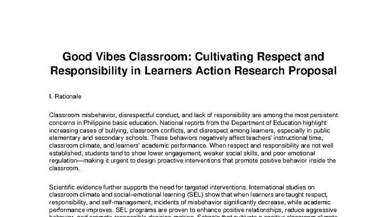 Good Vibes Classroom Action Research Proposal - Good Vibes Classroom ...