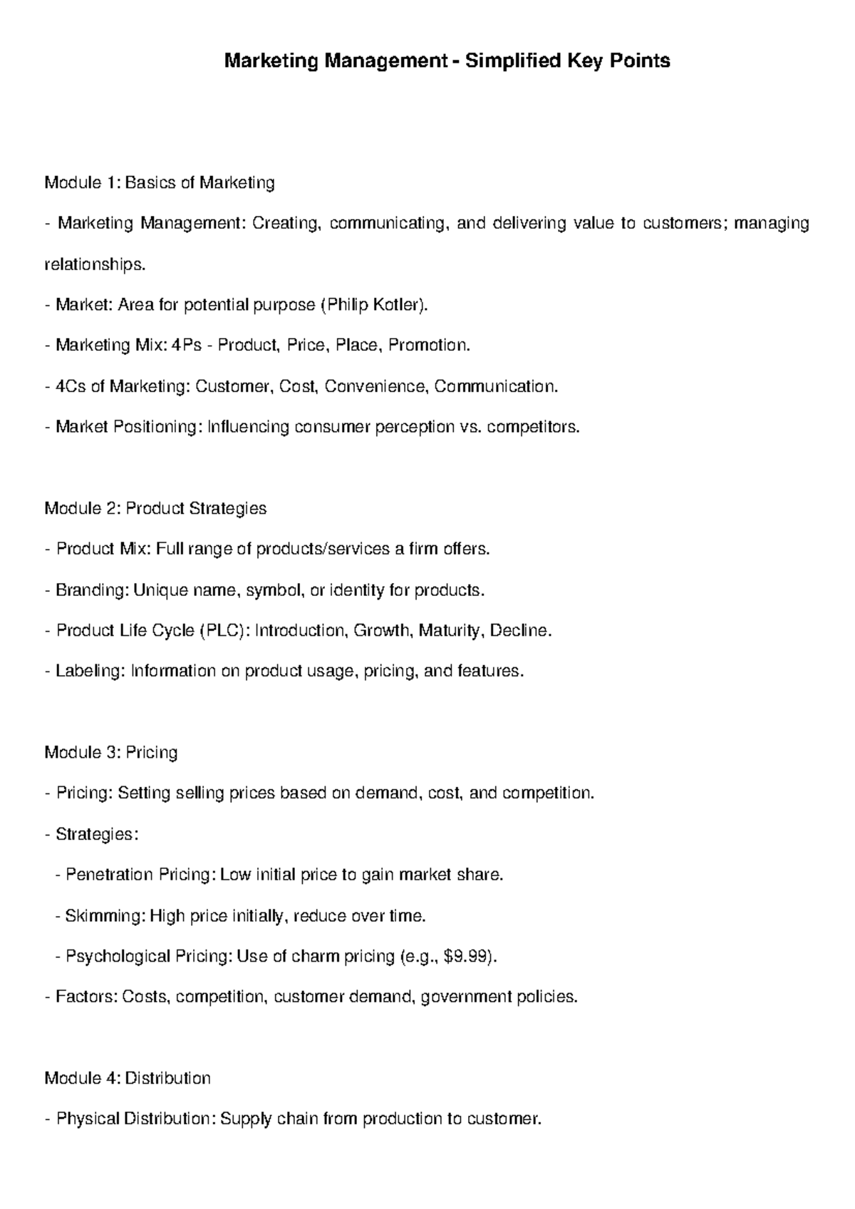 Marketing Management Simplified: Key Points & Strategies (MKT 101 ...