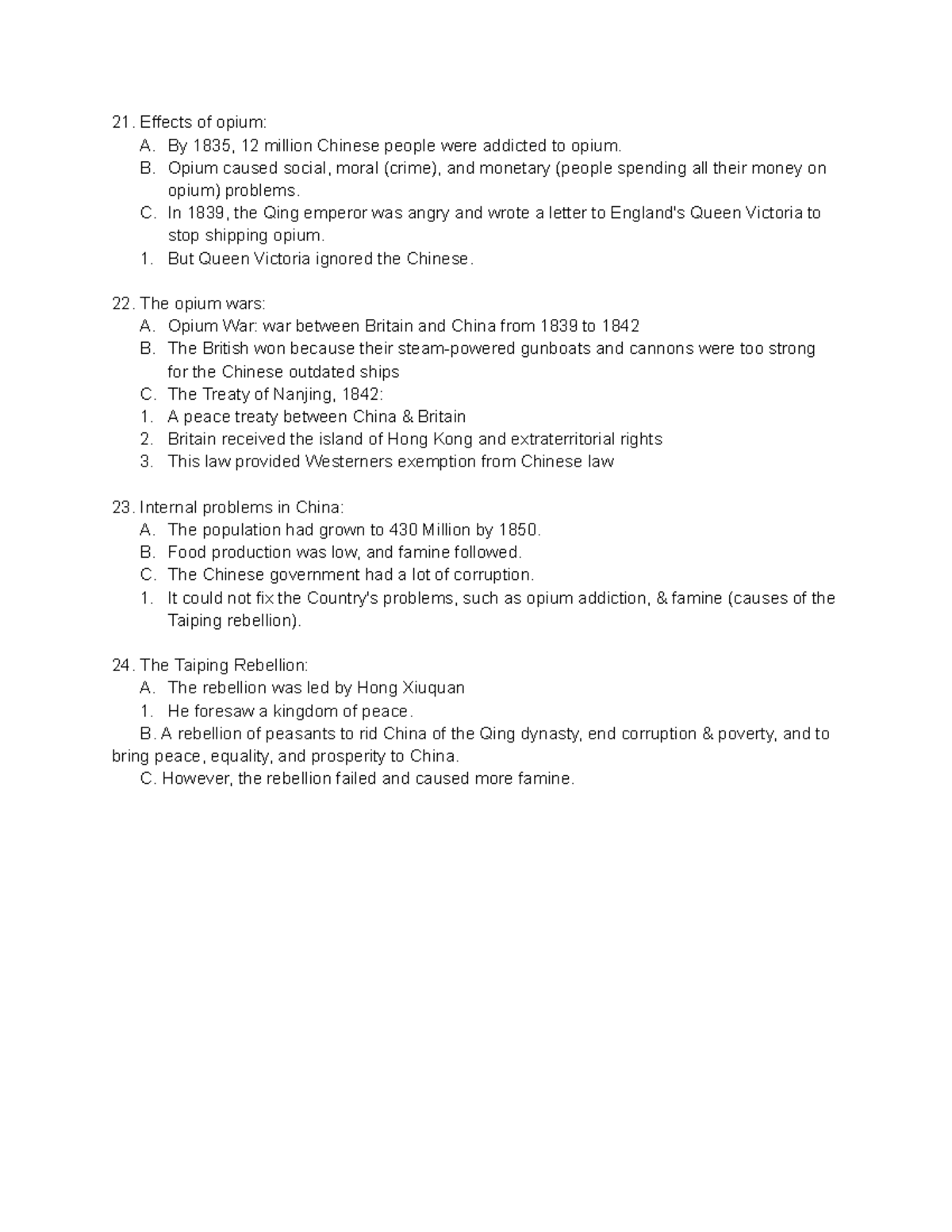 China and Imperialism: Opium Wars & Taiping Rebellion Study Notes - Studocu