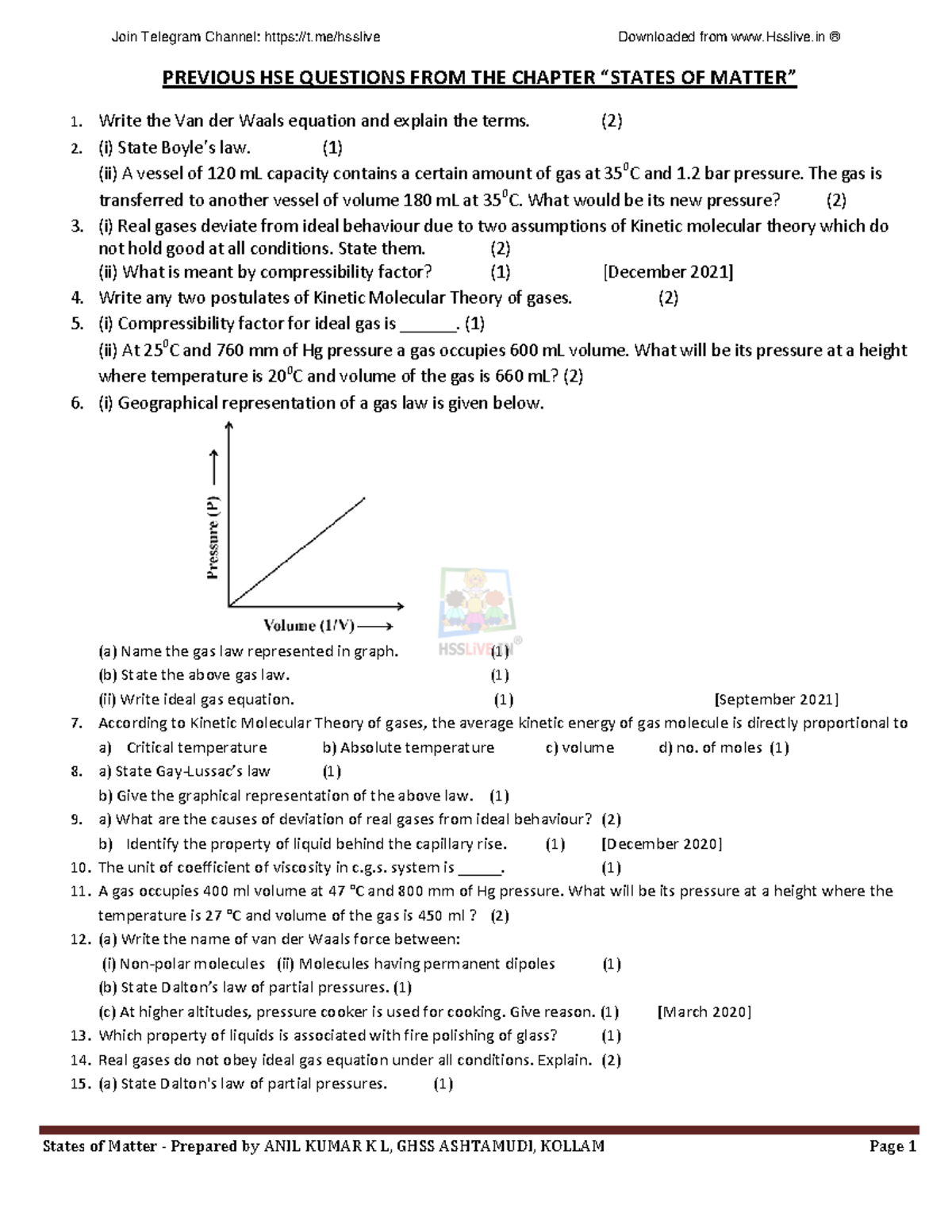 HSSLIVE - XI Chemistry Quiz: Chapter 5 - States of Matter - Studocu