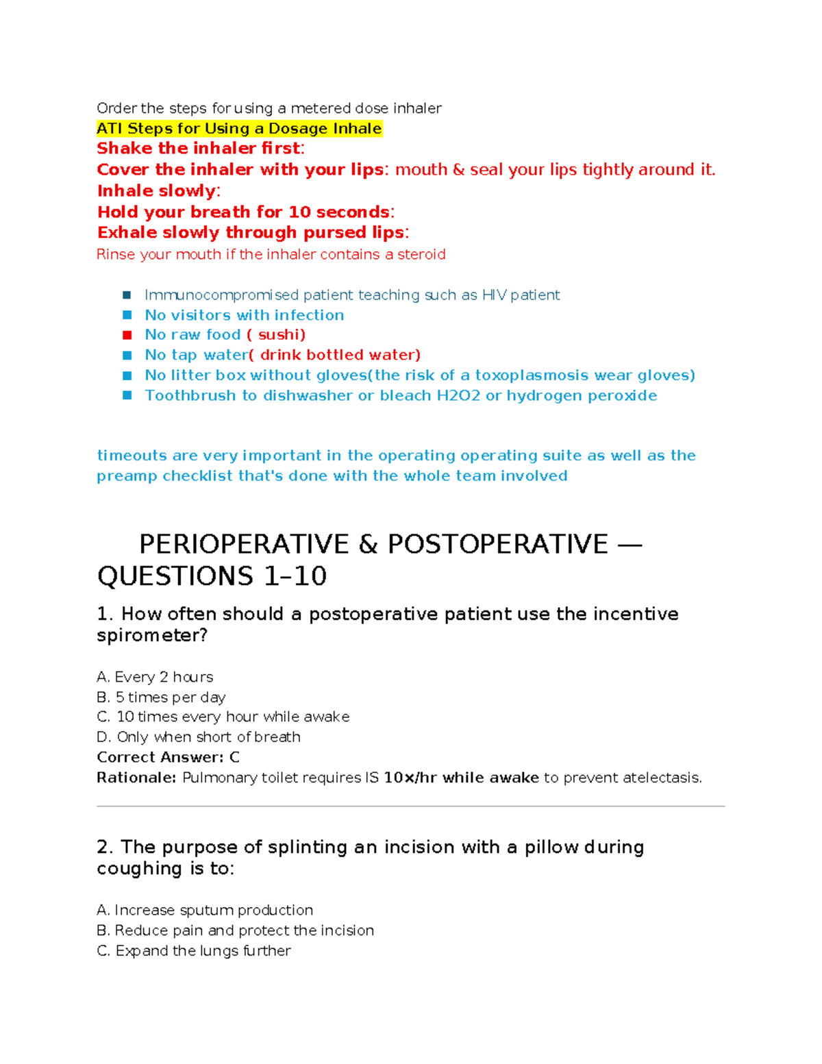 ATI Metered Dose Inhaler Usage Steps and Patient Care Guidelines - Studocu