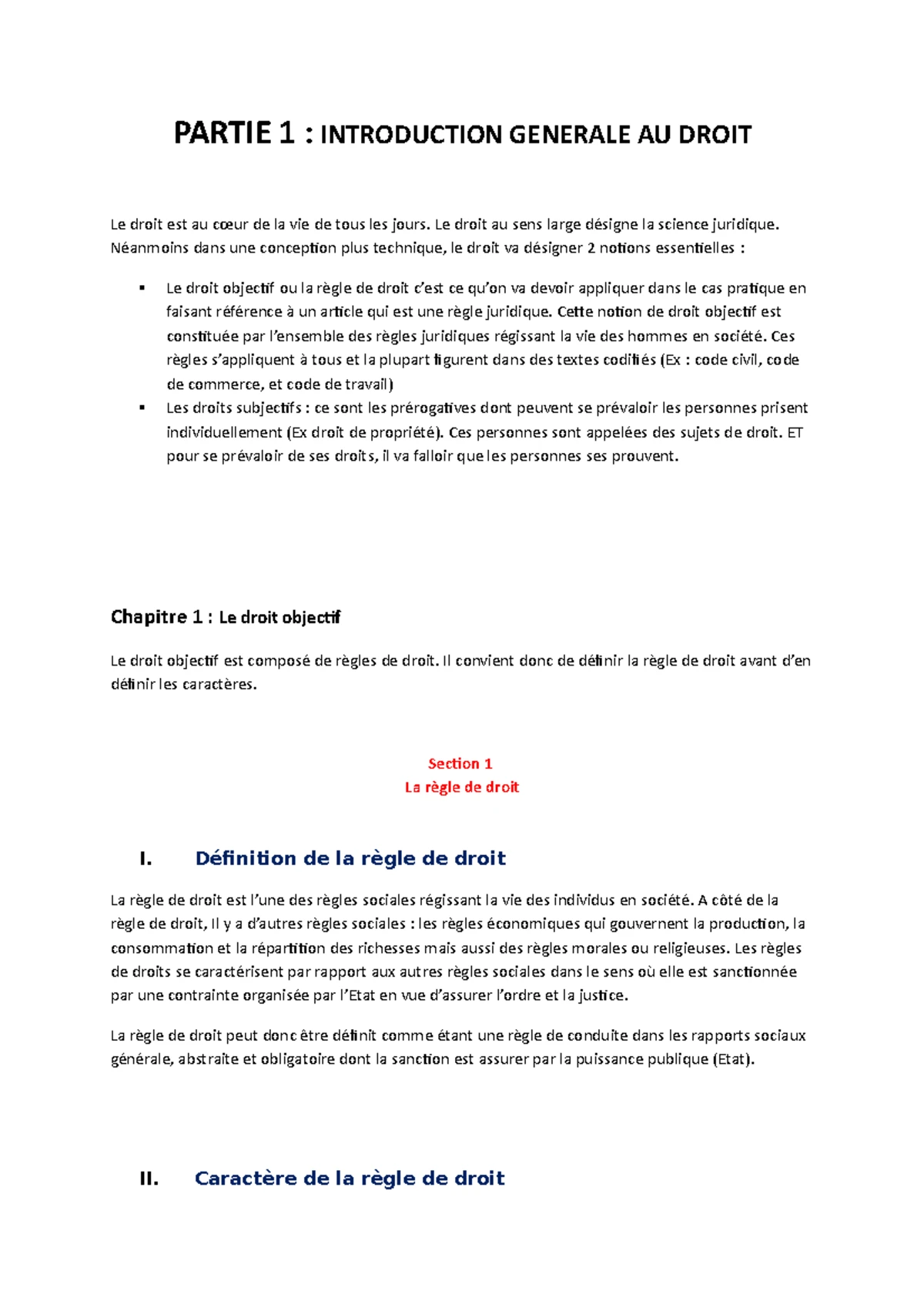 Introduction au Droit cours complet pdf - Table des matières Introduction - Studocu