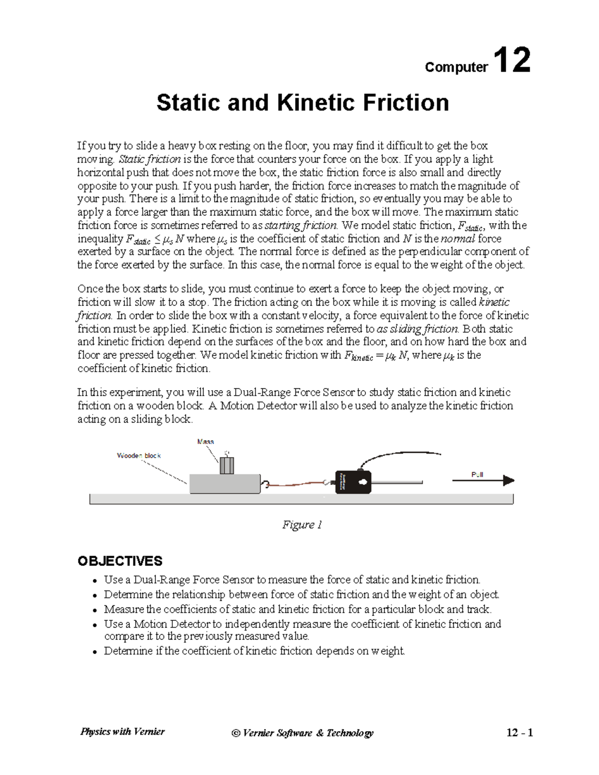 Student Static and Kinetic Friction - Physics with Vernier © Vernier ...