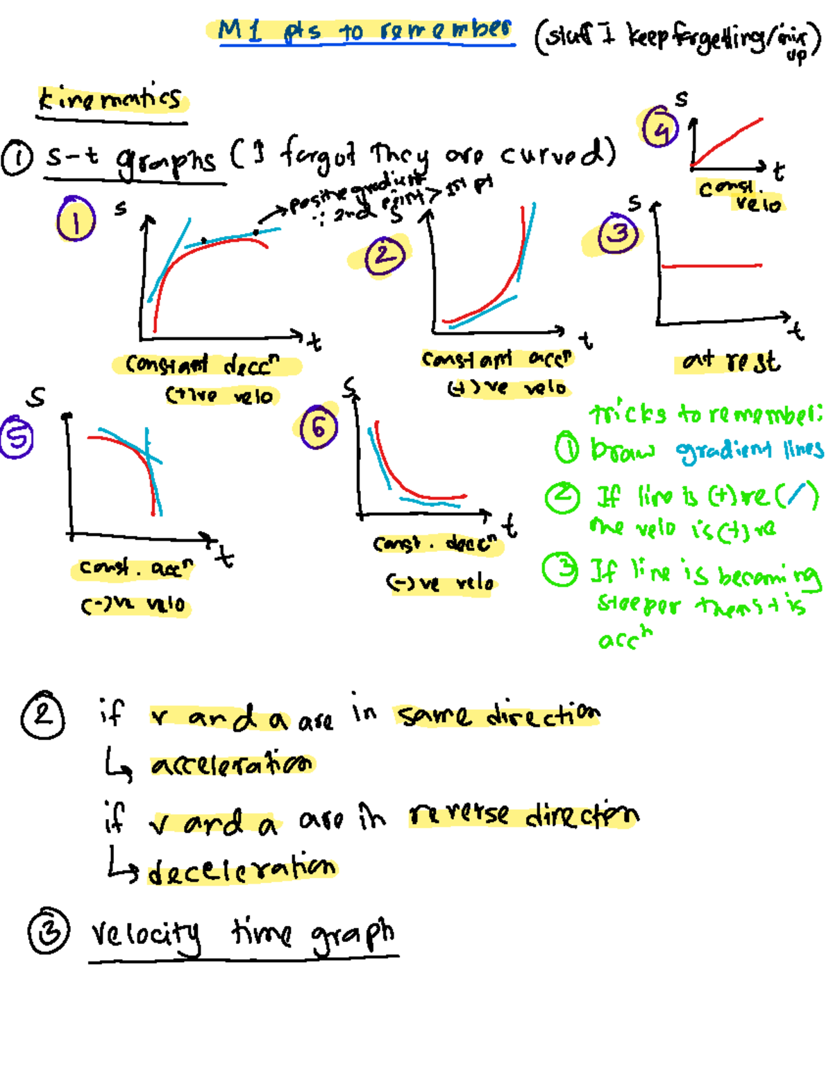 M1 Kinematics & Dynamics: Key Concepts to Remember - Studocu