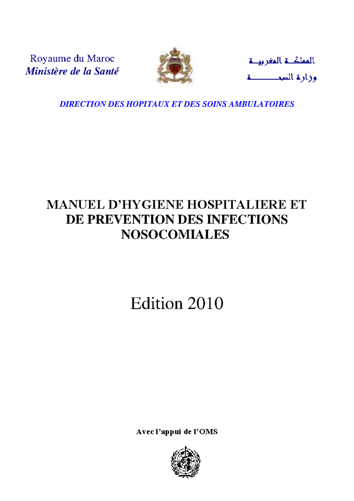 Manuel d'Hygiène Hospitalière et de Prévention des Infections ...