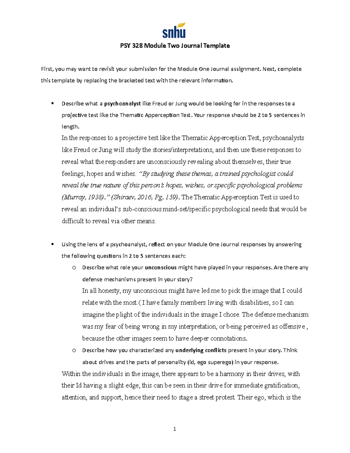 PSY 328 Module Two Journal Template Victor's Copy - PSY 328 Module Two ...