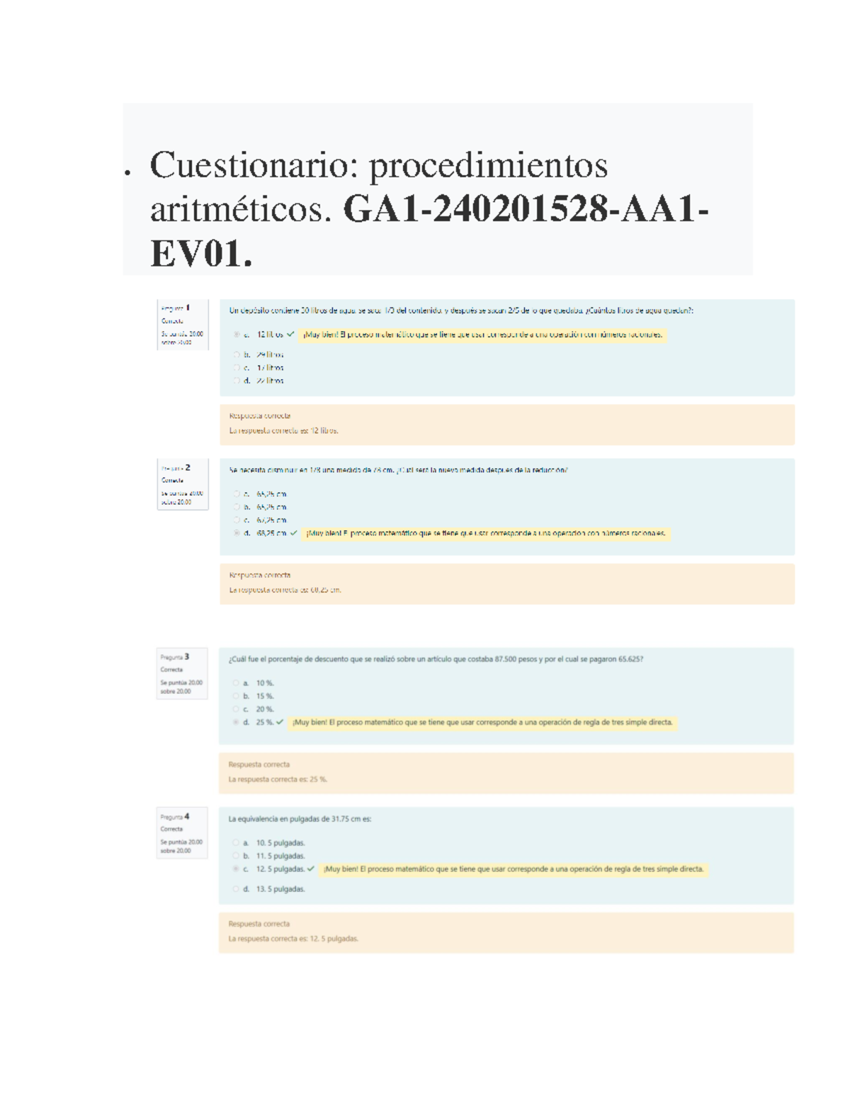 Cuestionario: Procedimientos Aritméticos GA1-2402015 28-AA1-EV01 - Studocu