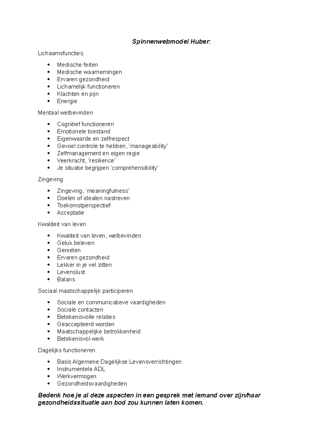 Toepassing van het Spinnenwebmodel Huber in Gezondheidsgesprekken ...