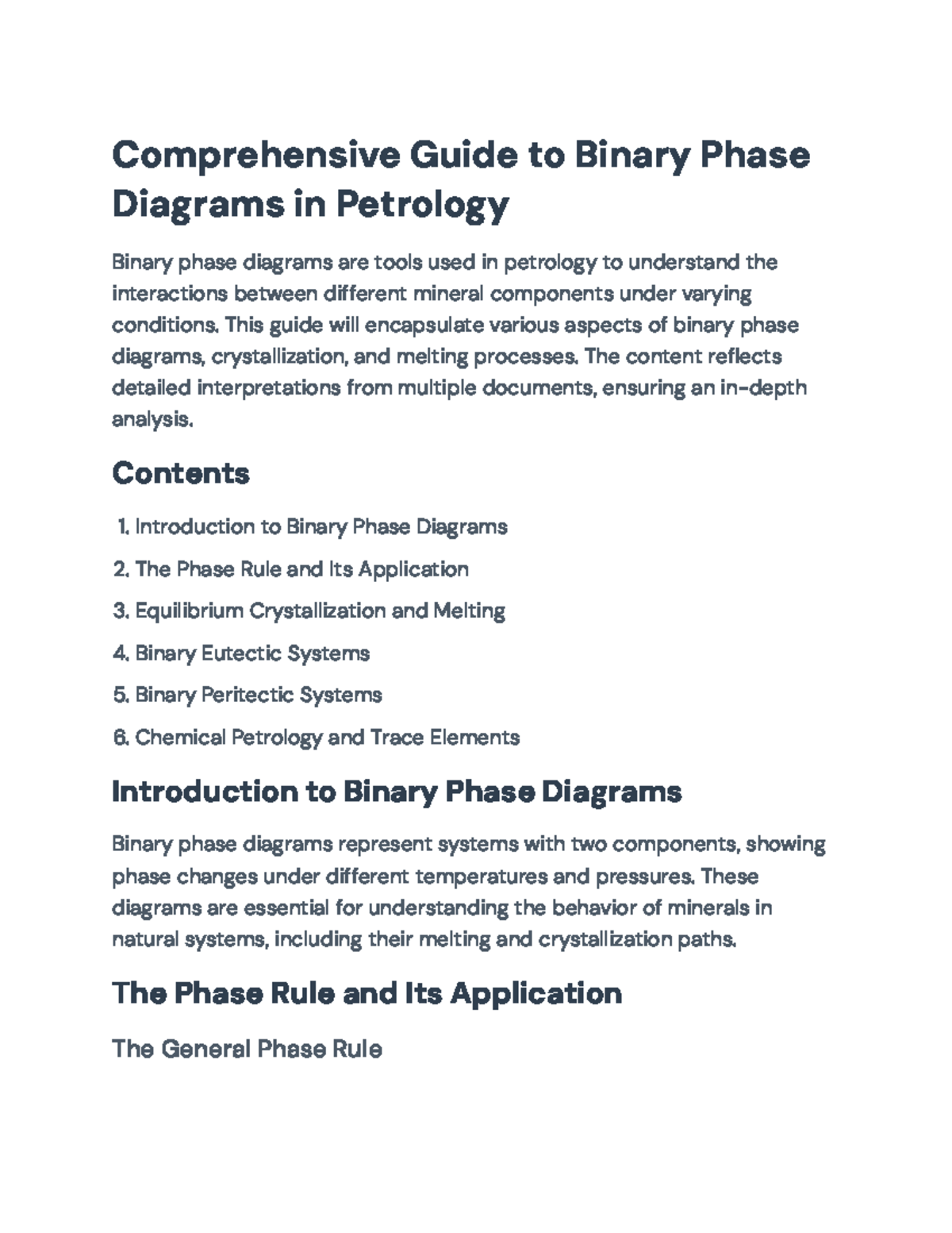 Comprehensive Guide to Binary Phase Diagrams in Petrology (PETR 301 ...