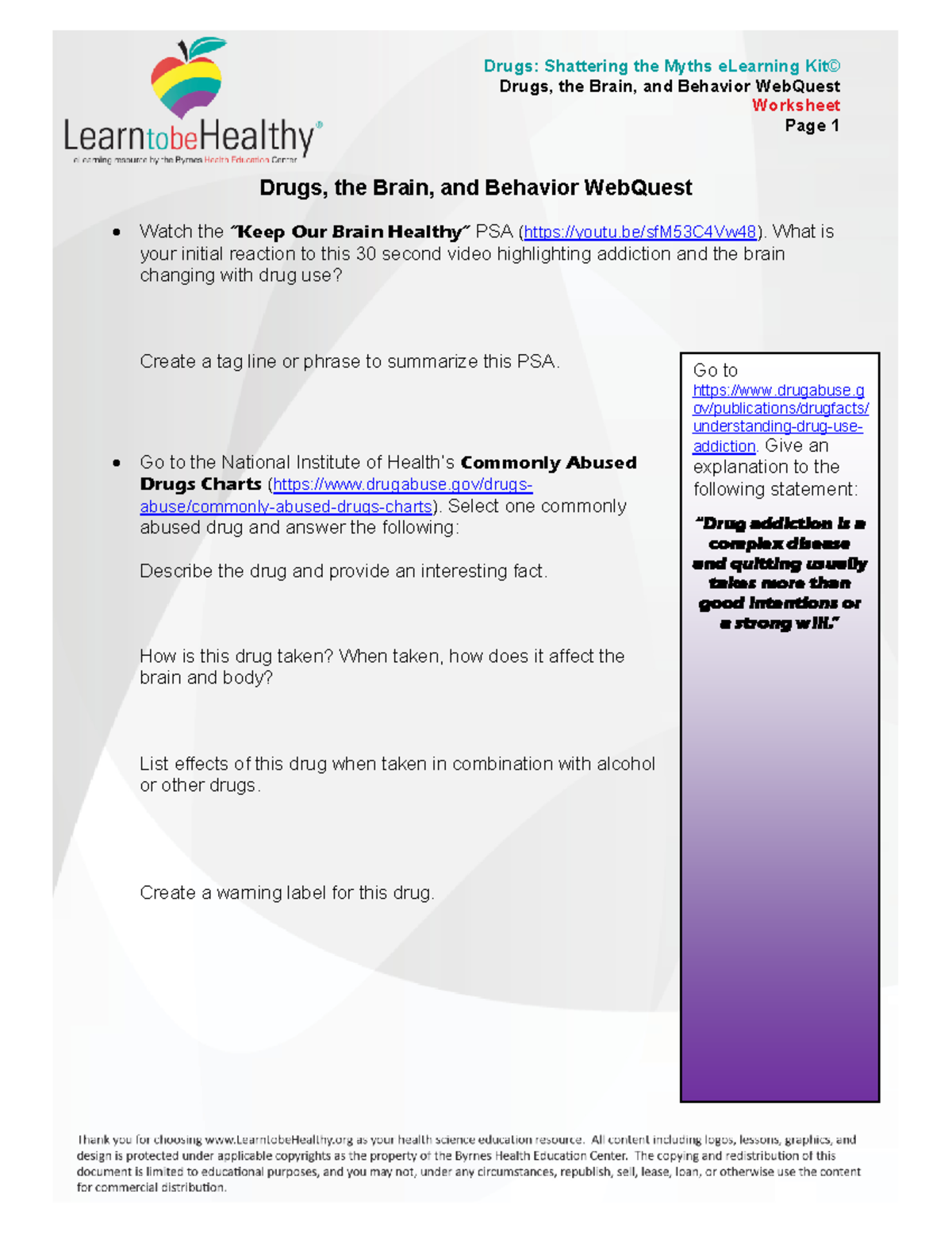 Andrew - 7.4 Substance Abuse WebQuest Worksheet - Studocu
