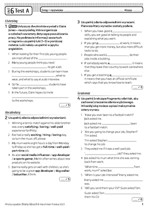 Brainy kl8 Unit Tests Answer key - Unit tests UNIT TESTS Answer key ...