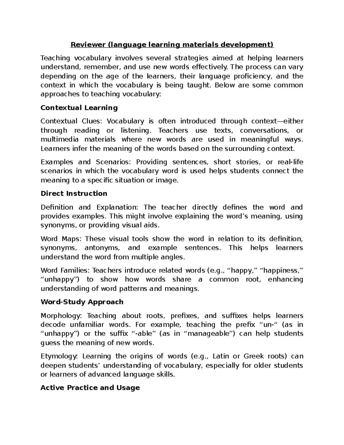 Teaching Strategies for Vocabulary Acquisition and Listening Skills ...