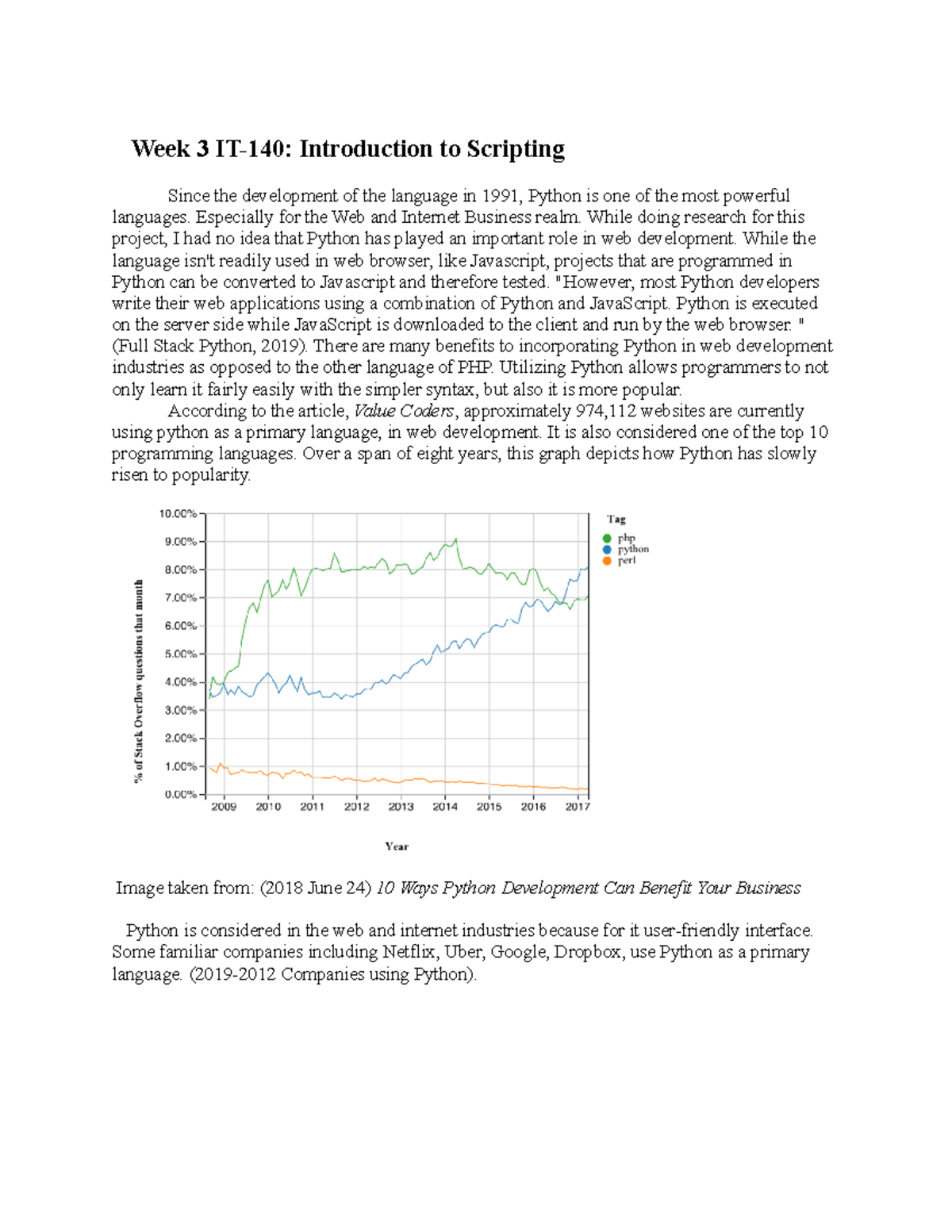 Week 3, IT140 Discussion - Week 3 IT-140: Introduction to Scripting Since the development of the ...