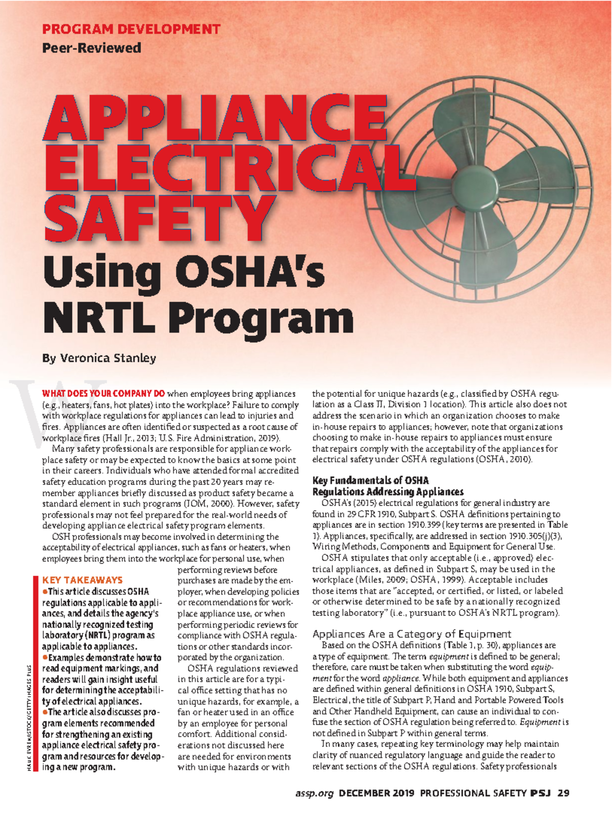 Appliance Electrical Safety: OSHA NRTL Program Guidelines - Studocu