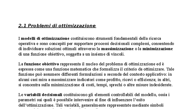 Modelli di Ottimizzazione: Fondamenti e Applicazioni - Prob Ott - Studocu