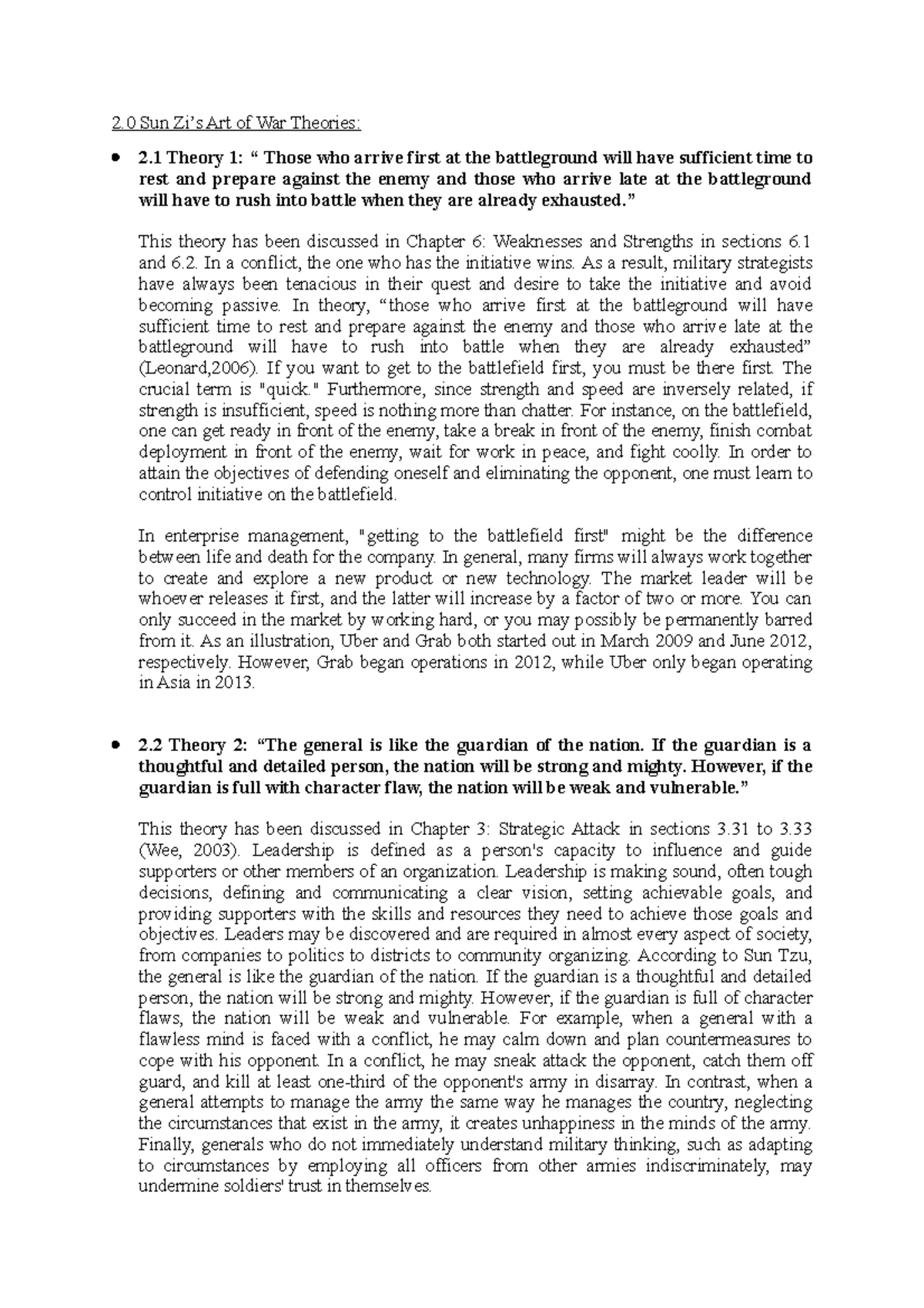 Sunzi group assignm - 2 Sun Zi’s Art of War Theories: 2 Theory 1 ...
