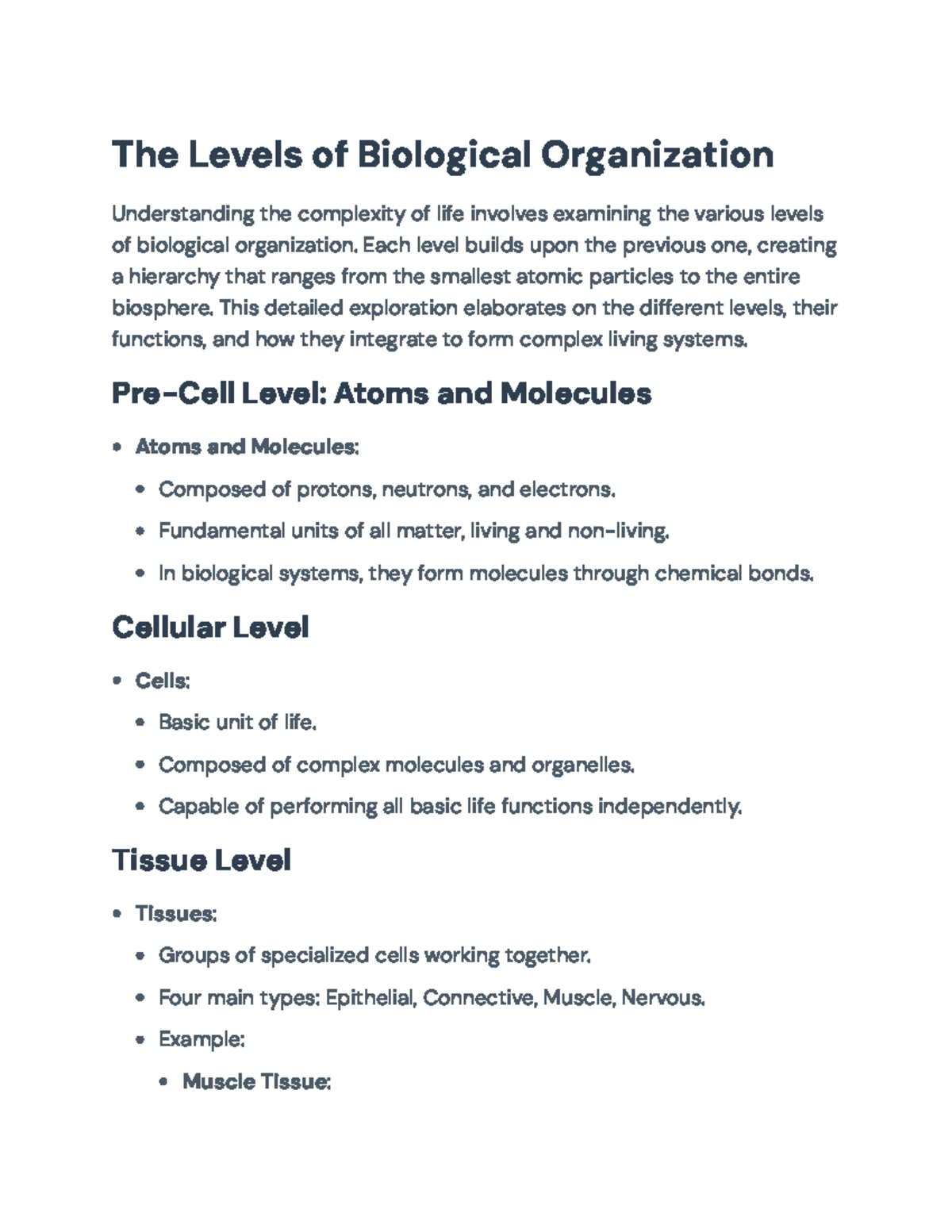 Levels of Biological Organization: A Comprehensive Overview - The ...