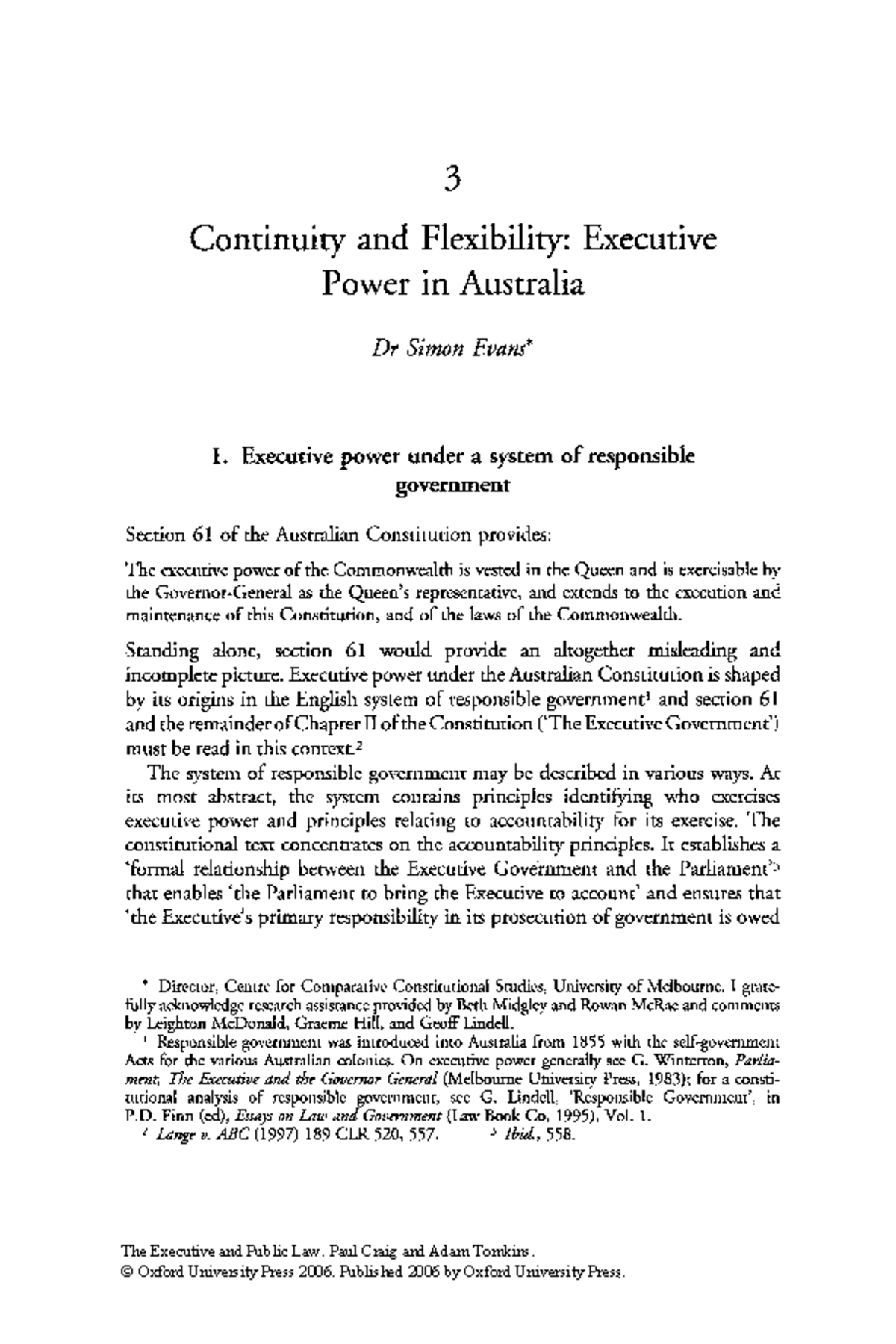 Public Law and Executive Authority: A Study by Craig and Tomkins ...