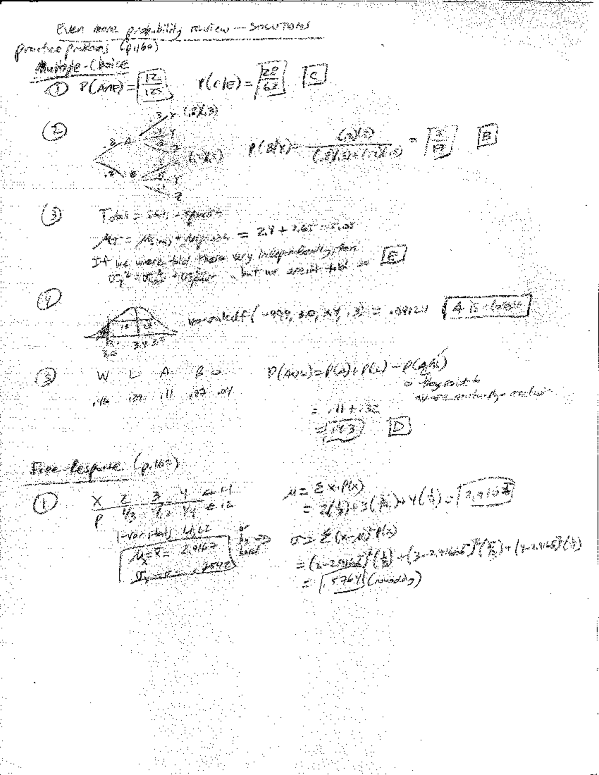 AP Stats: Additional Probability Review Solutions and Practice Problems - Studocu